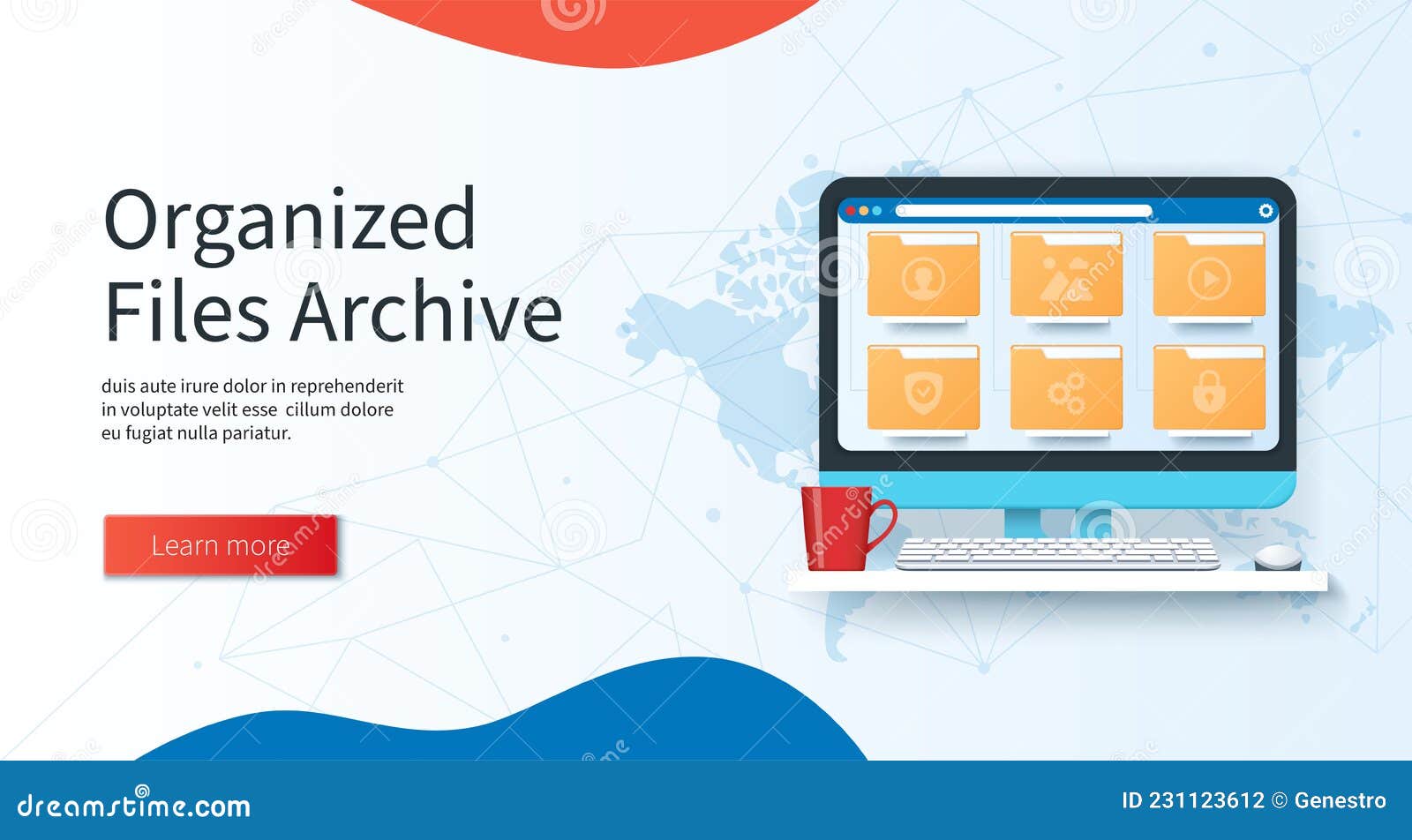 Organized Files Archive Concept in 3D Style Stock Vector - Illustration ...