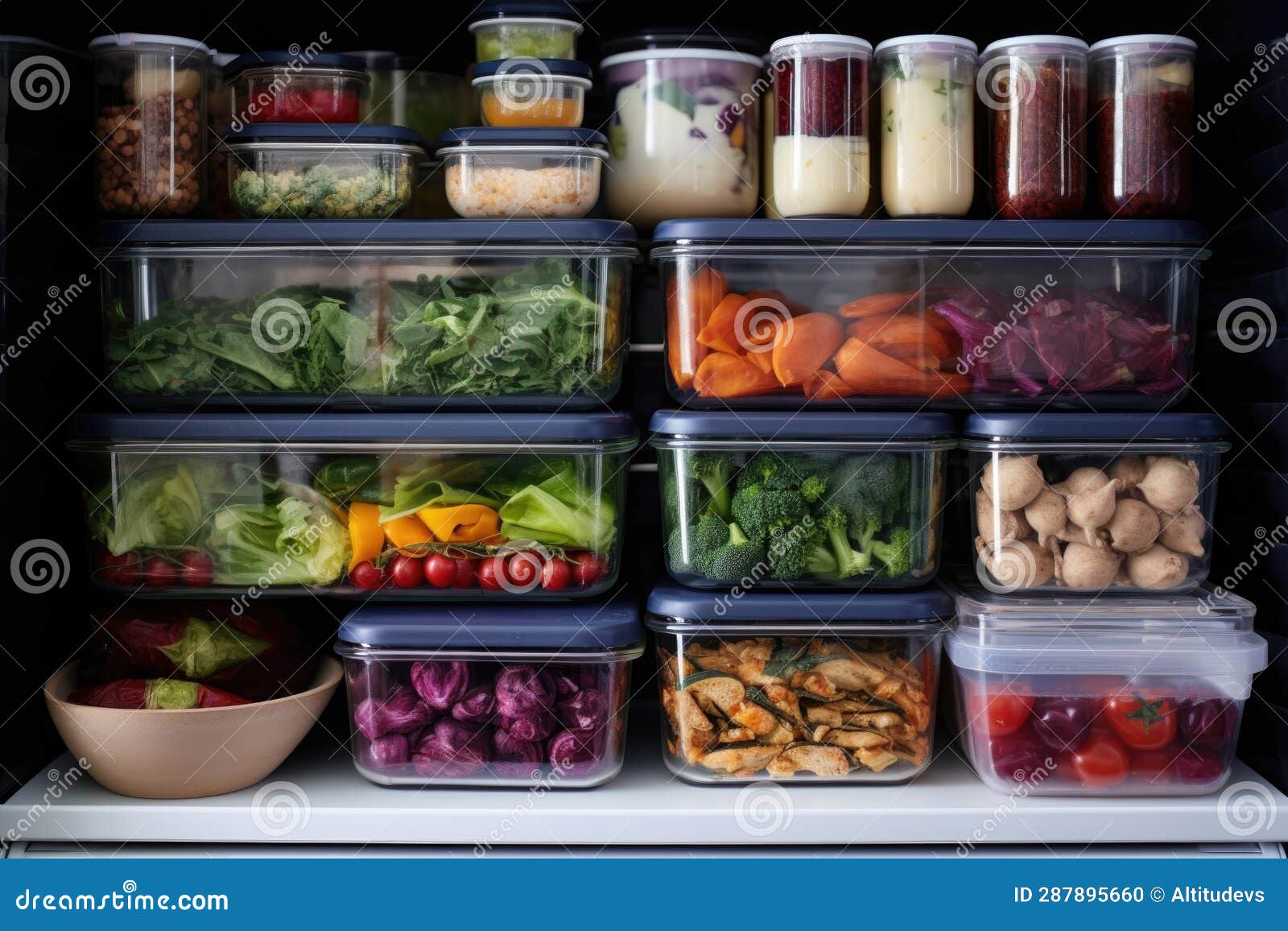 Organized Fridge with Labeled Meal Prep Containers and Ingredients ...