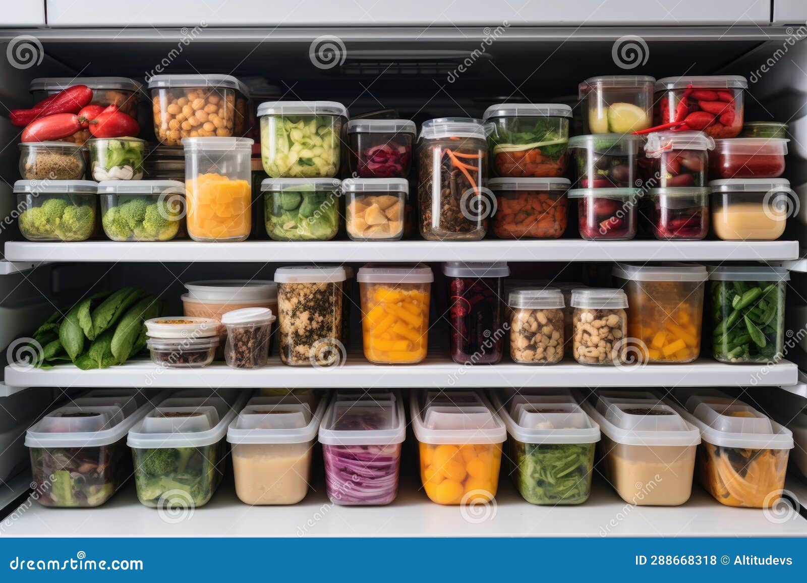 Organized Fridge with Labeled Meal Prep Containers and Ingredients ...