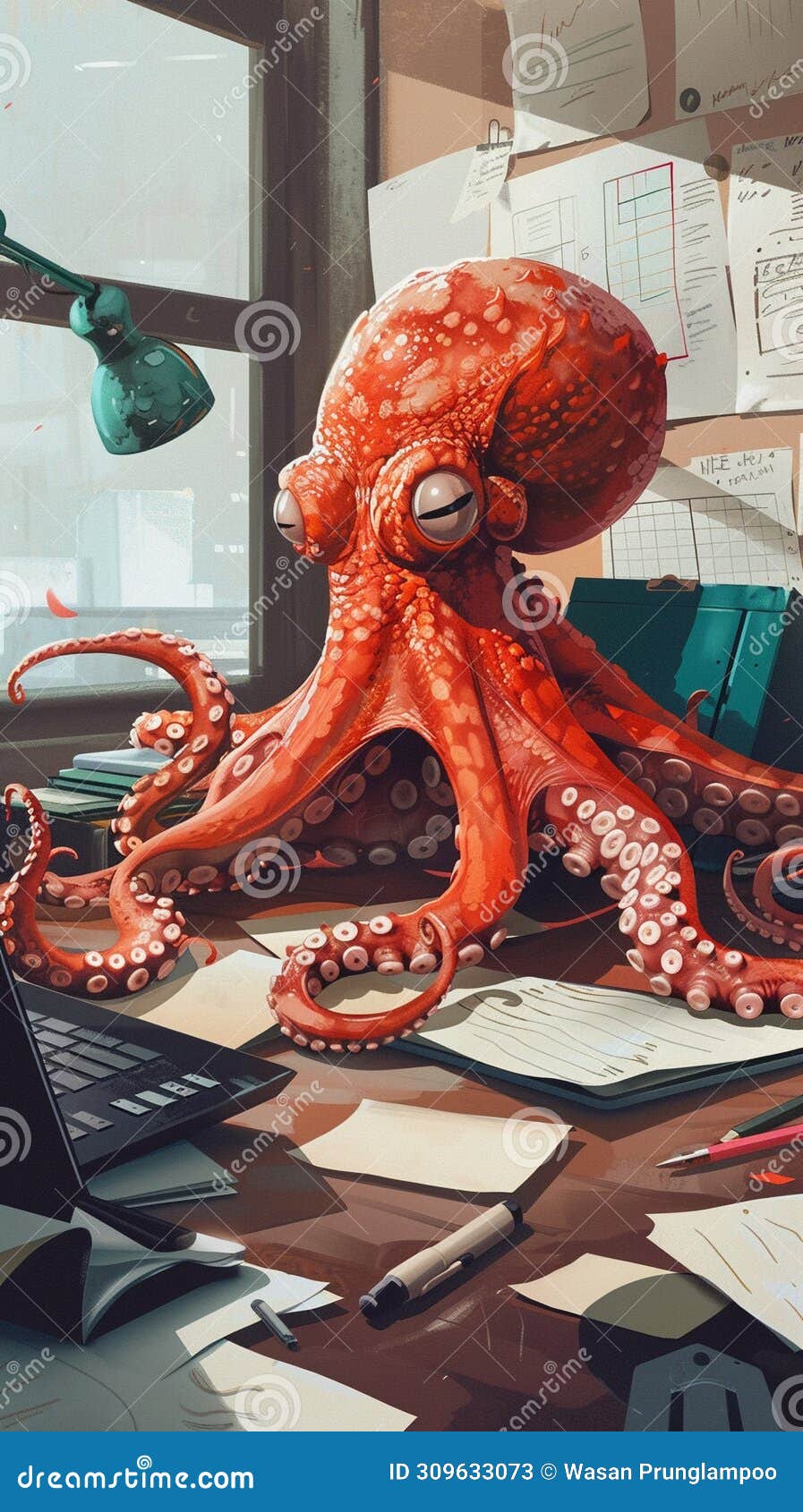 Organized and Helpful Octopus at Work Using Its Tentacles for Efficient ...