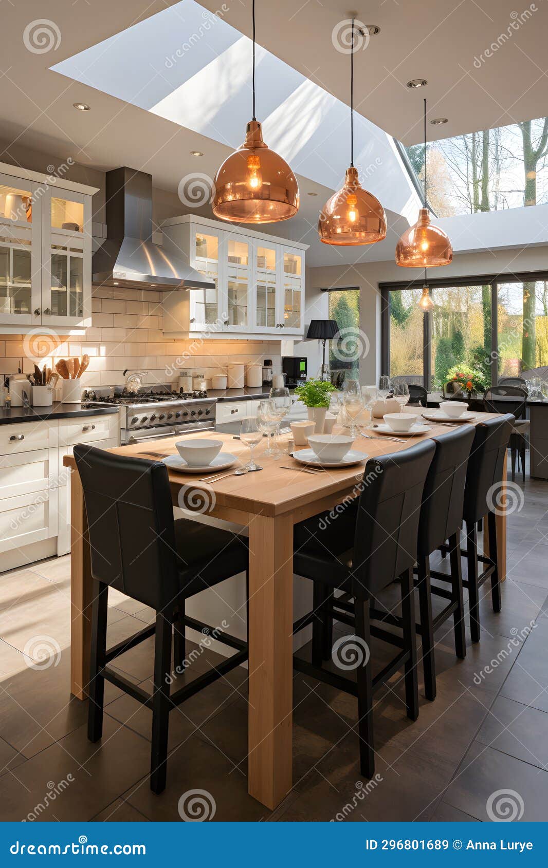 Organized Well-lit Classical Kitchen Stock Illustration - Illustration ...
