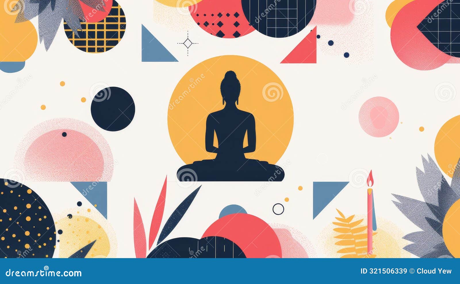 Organized Layout of Mindfulness Tools in Geometric Pattern Stock ...