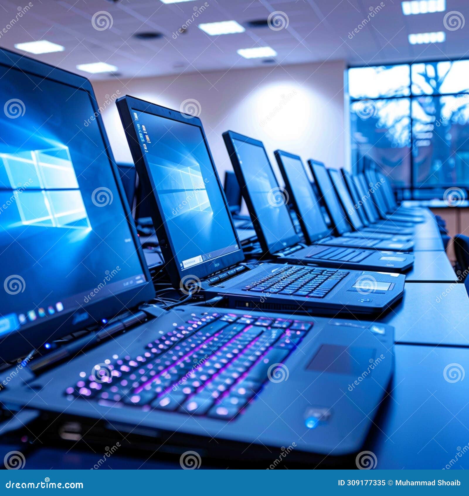 Organized Learning Environment Laptops Arranged Neatly in Training Room ...