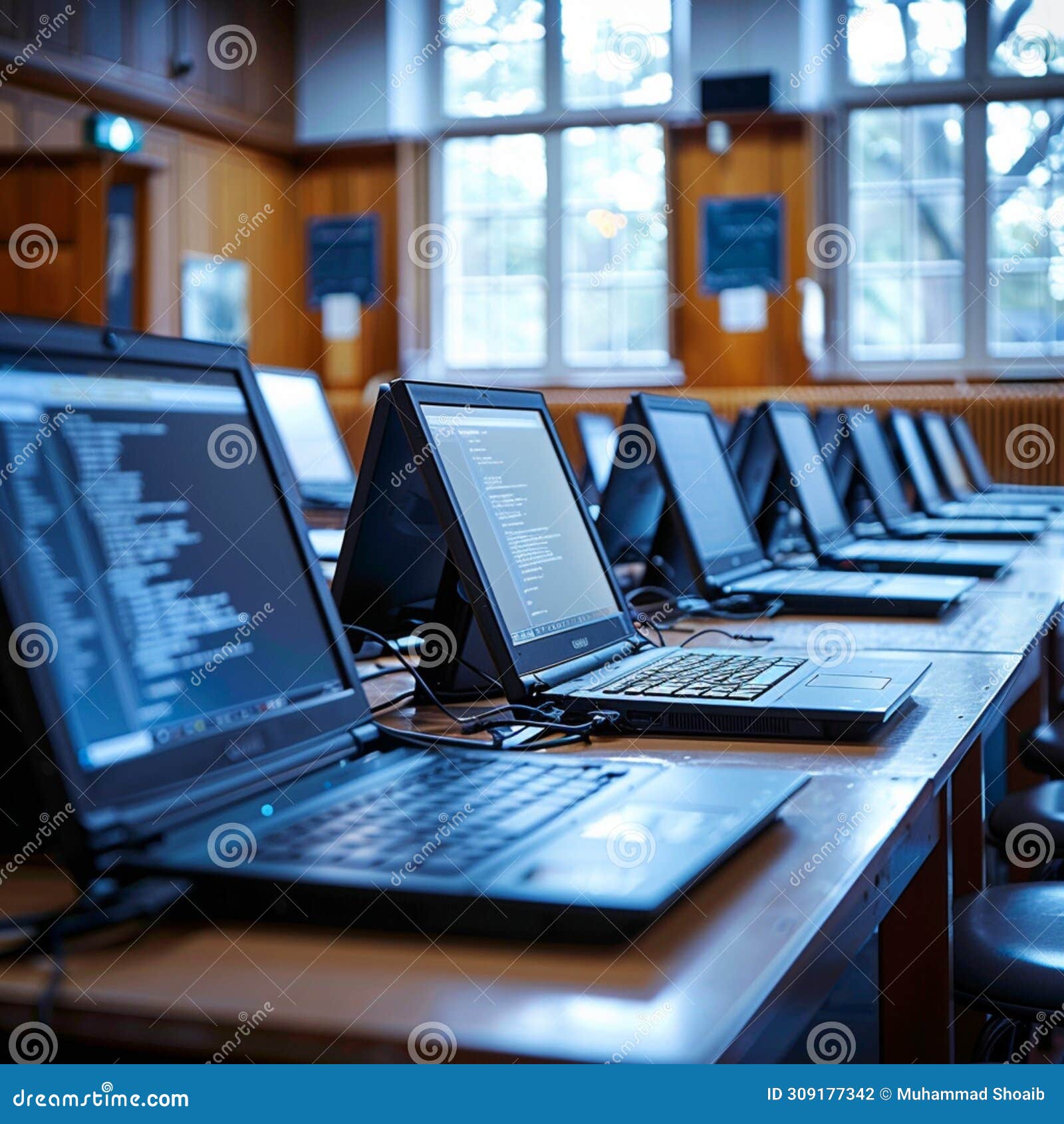 Organized Learning Environment Laptops Arranged Neatly in Training Room ...