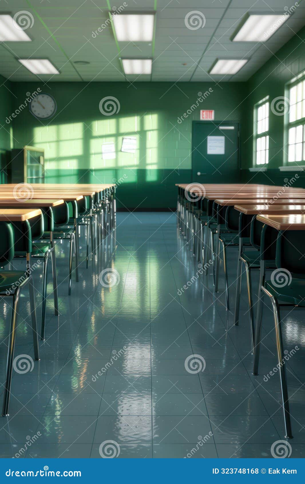 Organized Learning Environment with Neatly Arranged Desks for Students ...