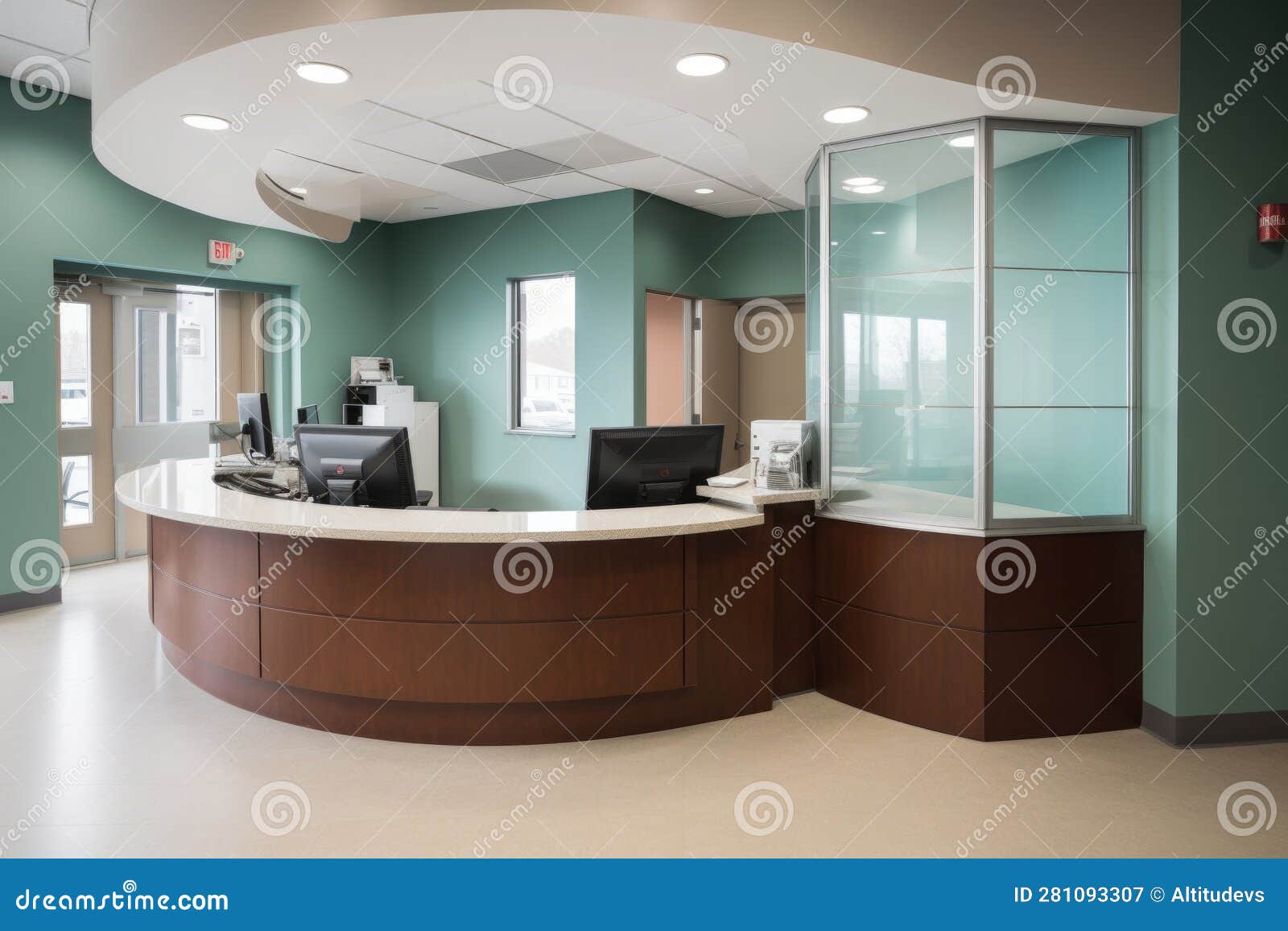 Organized And Methodical Reception Desk With A Clear View Of The ...