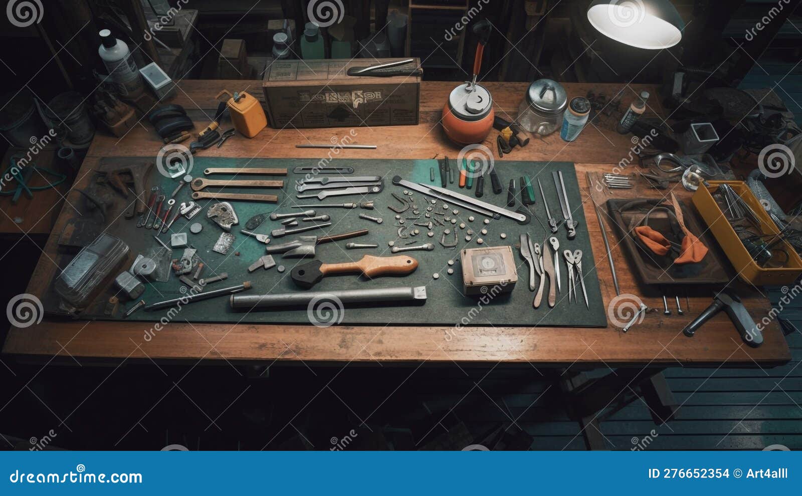 A Variety of Tools Arranged on a Workbench. Generative Ai. Stock ...