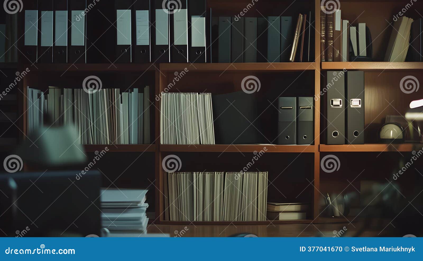 Organized Office Cubicle With Planner And Folders, Collaborative ...