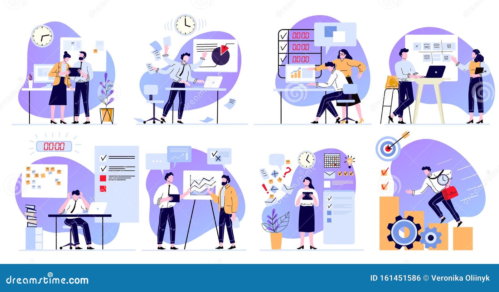 Working Productivity, Manage Time Mobile App Page Onboard Screen ...