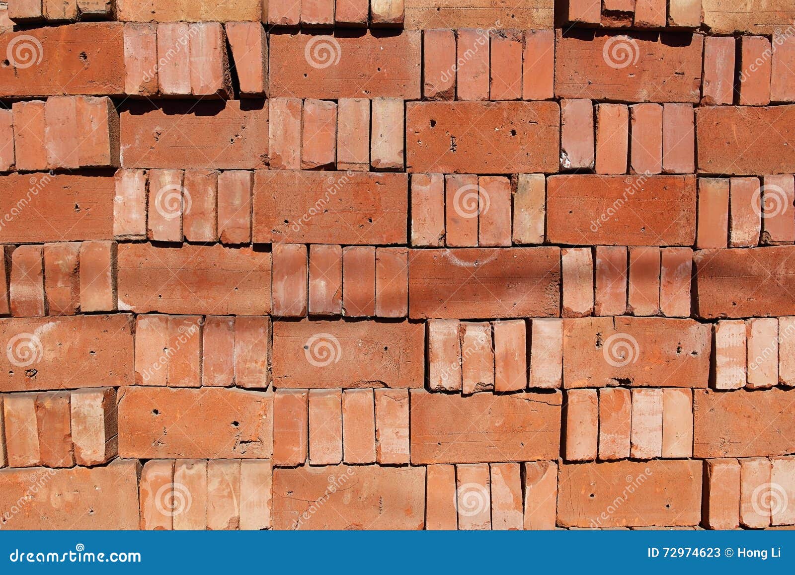 A Organized Pile of Loose Red Bricks Stacked on Top of Each Other Stock ...