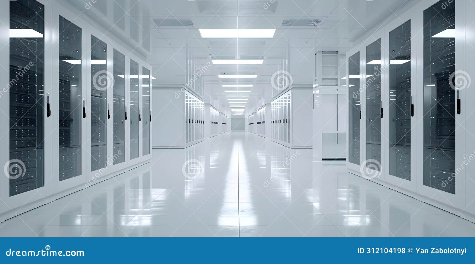 Organized Rows of Server Racks in a Data Center Room. Concept ...