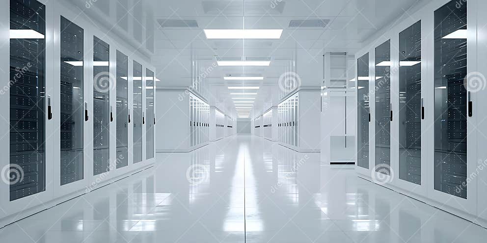 Organized Rows of Server Racks in a Data Center Room. Concept ...