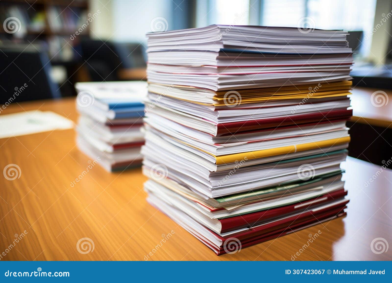 Organized Stack of Printed Documents for Efficient Office Management ...