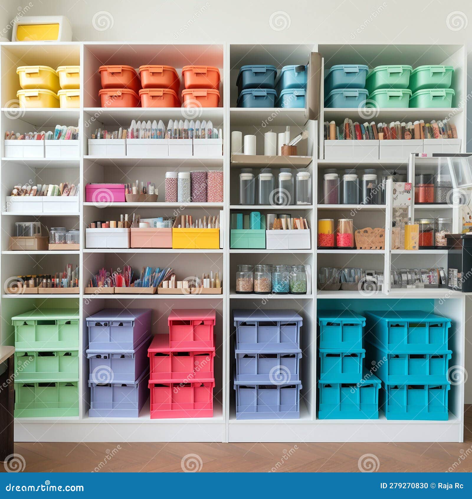 Organized Supply Closet, with Boxes and Containers Stock Illustration ...