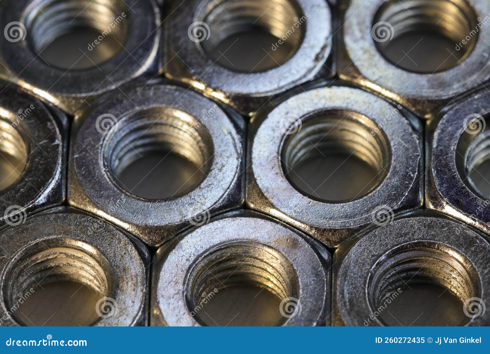 Organized Threaded Metal Hex Nuts on Flat Surface Stock Image - Image ...