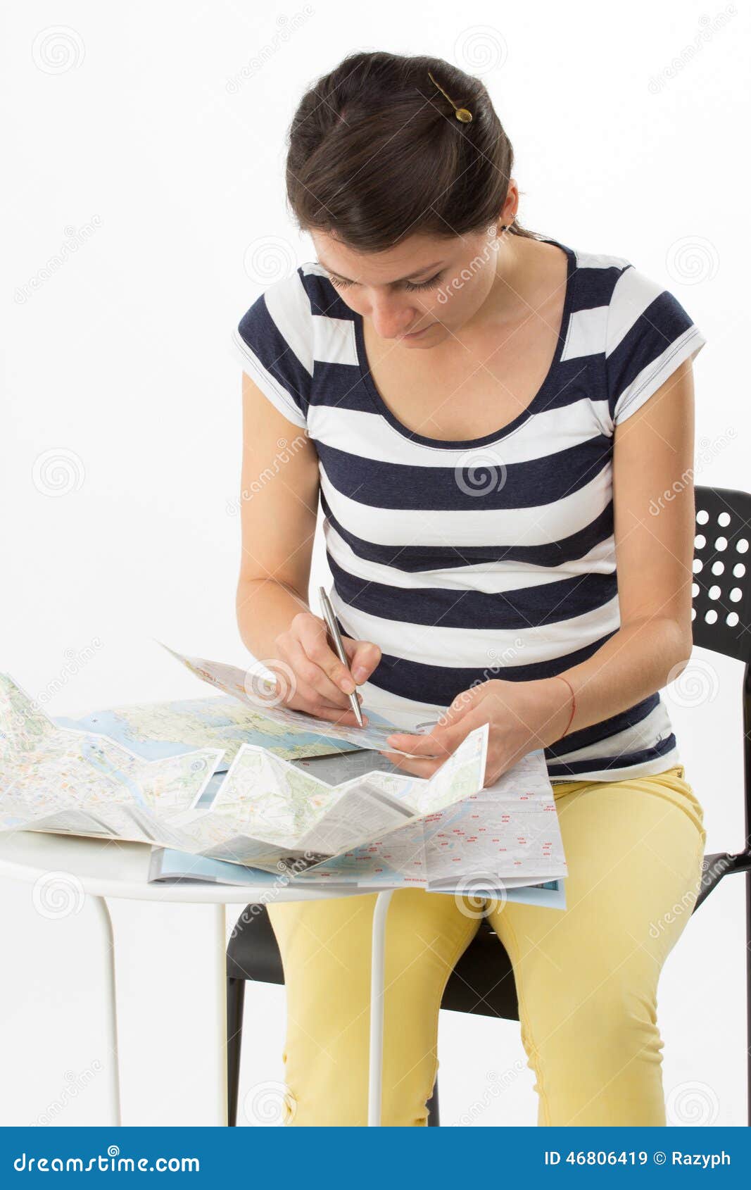 Organized Woman Planning a Journey Stock Image - Image of yellow ...