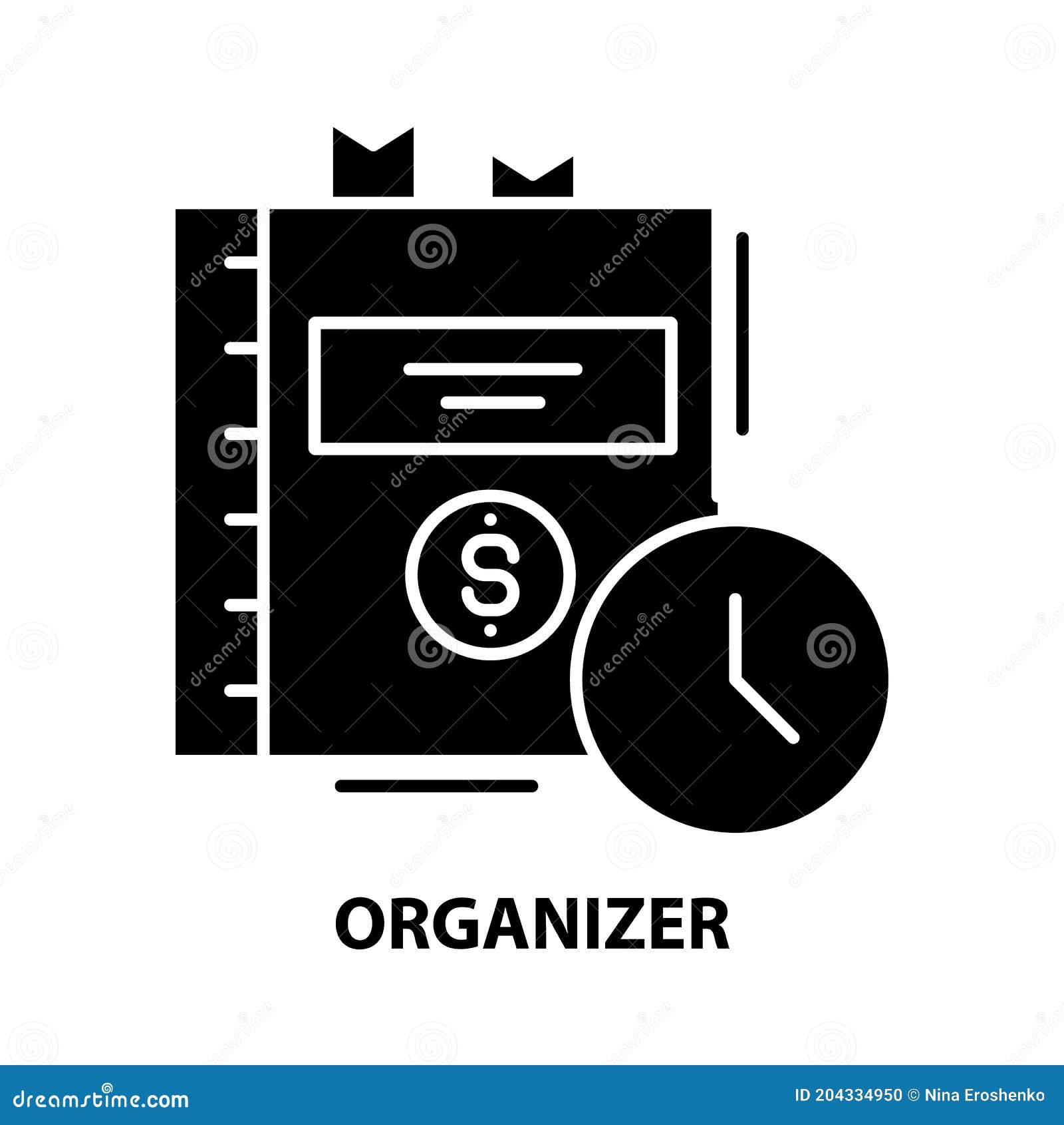 Organizer Icon, Black Vector Sign with Editable Strokes, Concept ...