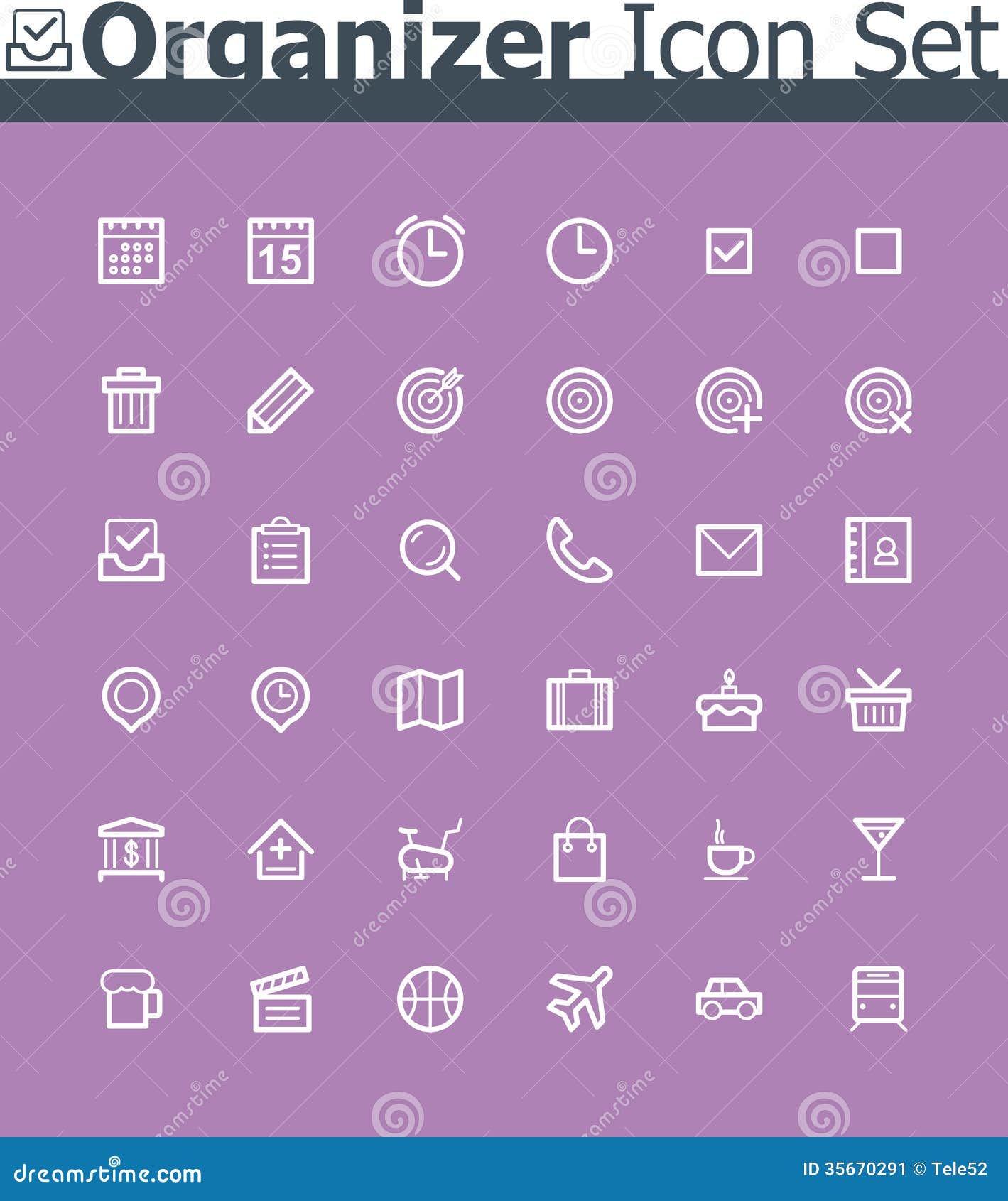 Organizer icon set stock vector. Illustration of operating - 35670291