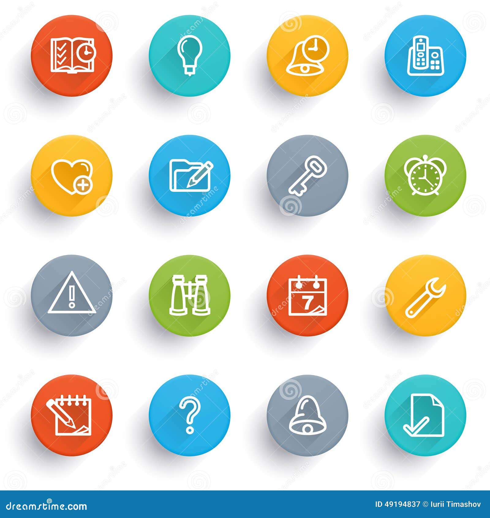 Organizer Icons with Color Buttons. Stock Vector - Illustration of ...