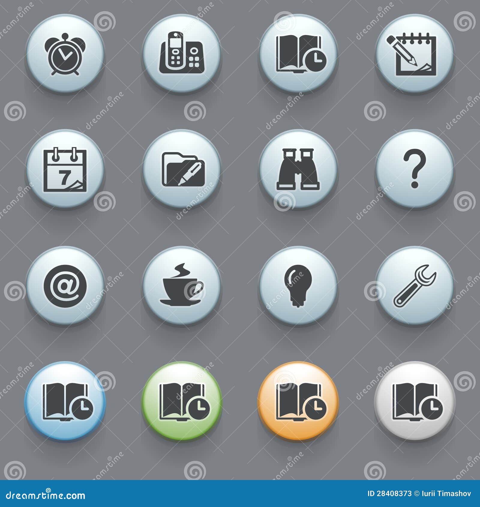 Organizer Icons on Gray Background. Stock Vector - Illustration of ...