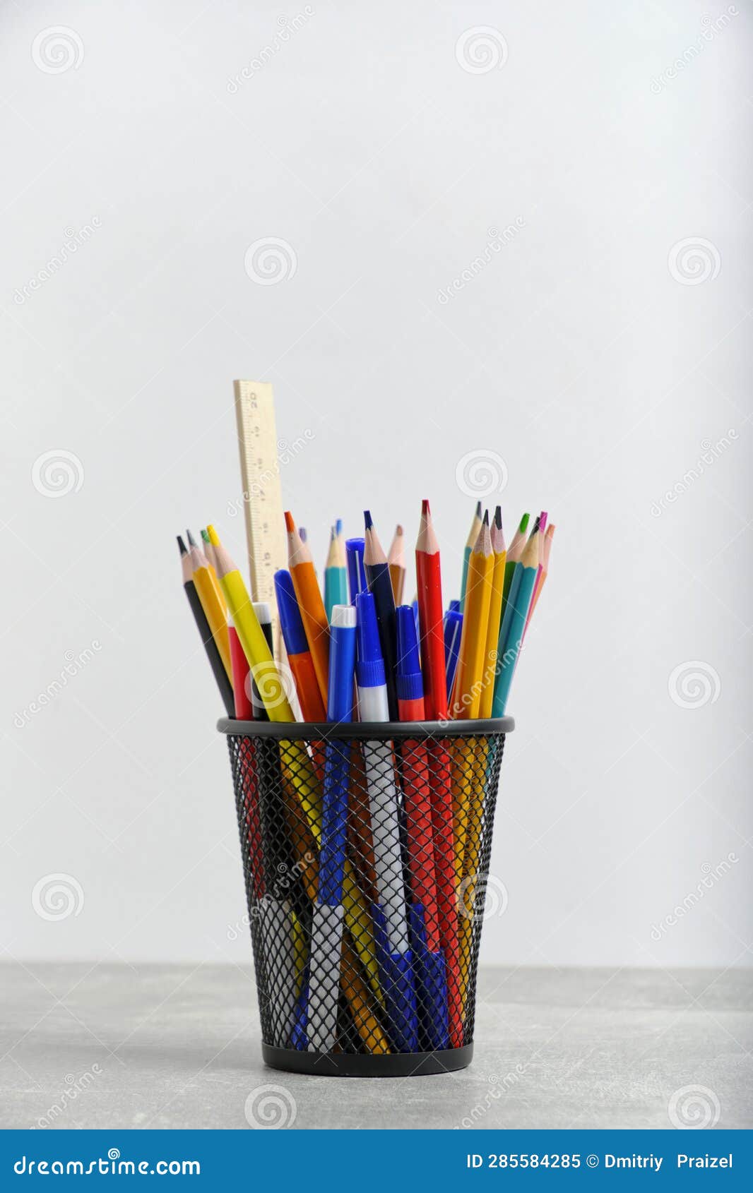 Organizer with Pencils and Ruler, Stand for Stationery Form Bucket ...