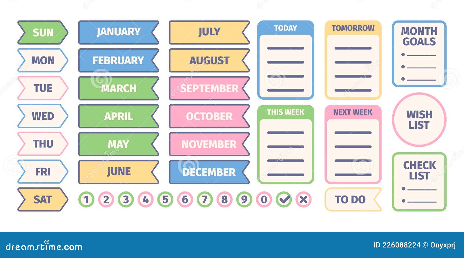 Organizer Stickers. Calendar And Notebook Items. Bookmarks And ...