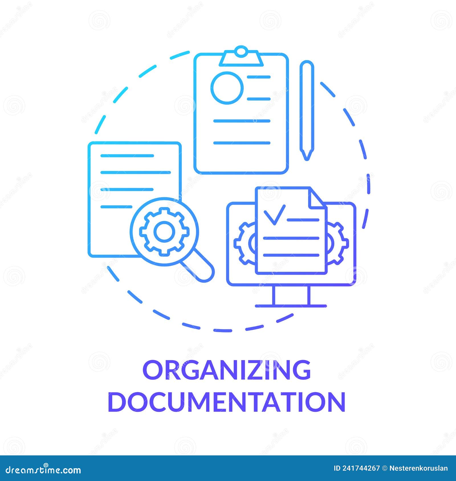 Organizing Documentation Blue Gradient Concept Icon Stock Vector ...