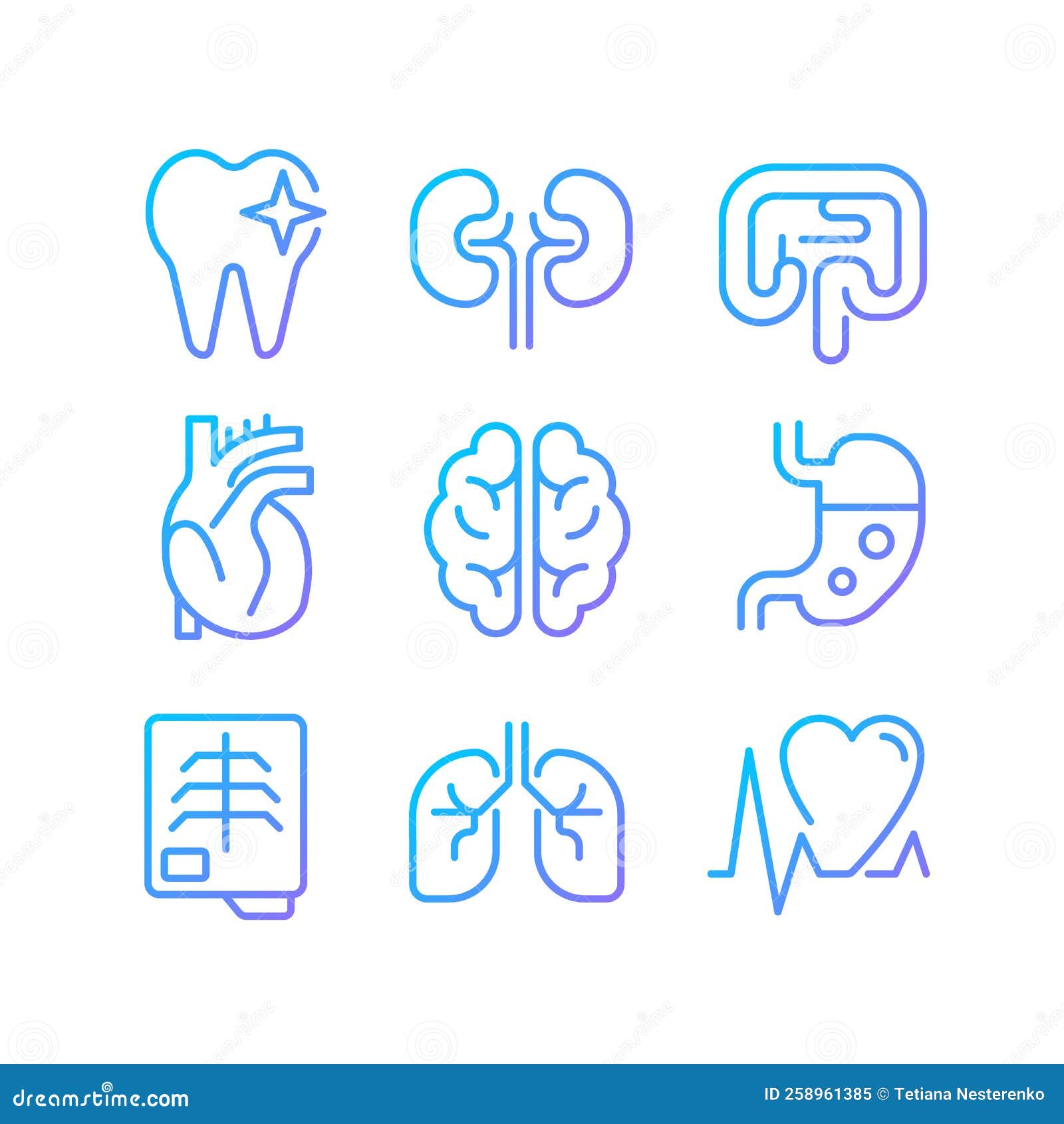 Organs Regular Checkup Pixel Perfect Gradient Linear Vector Icons Set Stock Illustration ...