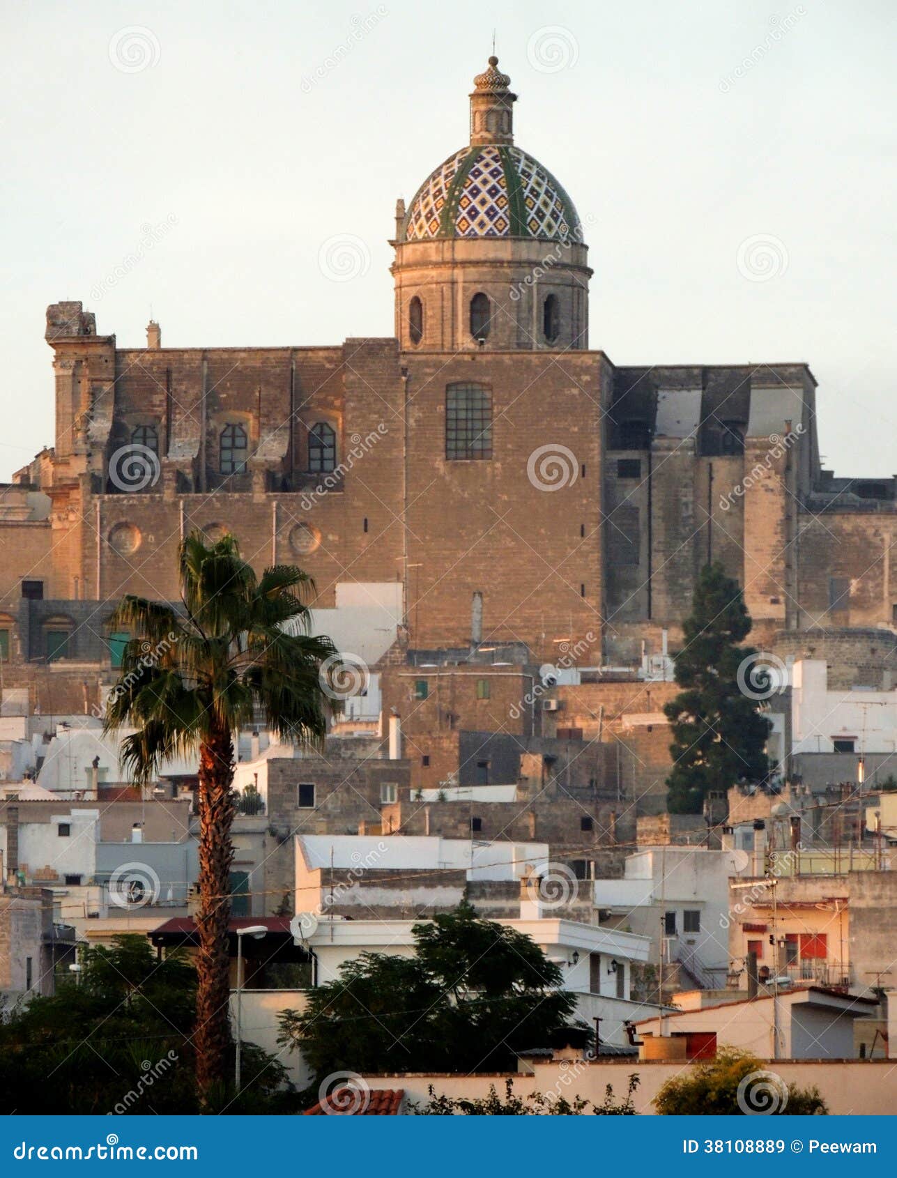 Colourful Cathedral Dome Overlooking the Town of Oria, Puglia Stock ...