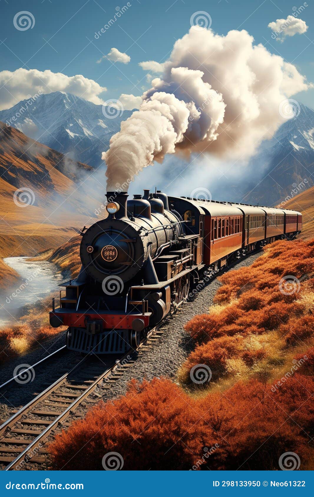 The Orient Express Train Moving at Speed with Mountains Generative AI ...