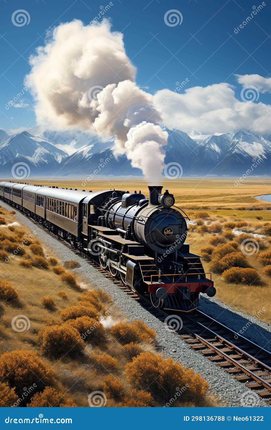 The Orient Express Train Moving at Speed with Mountains Generative AI ...