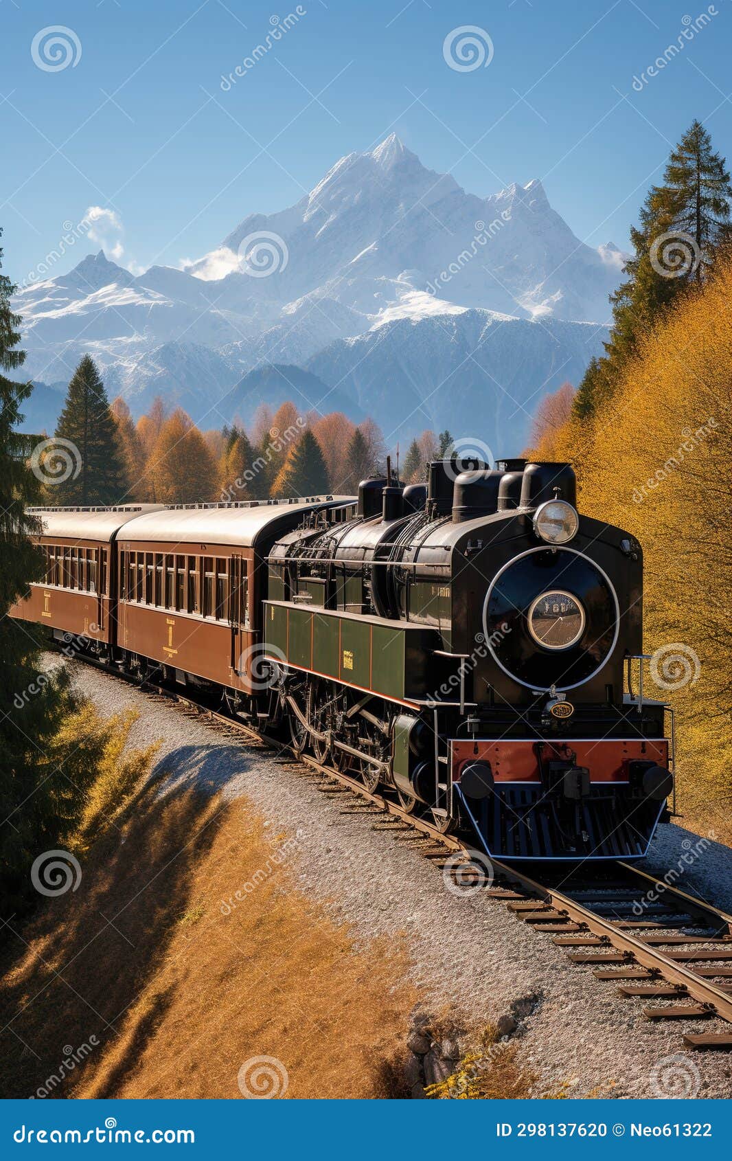 The Orient Express Train Moving at Speed with Mountains Generative AI ...