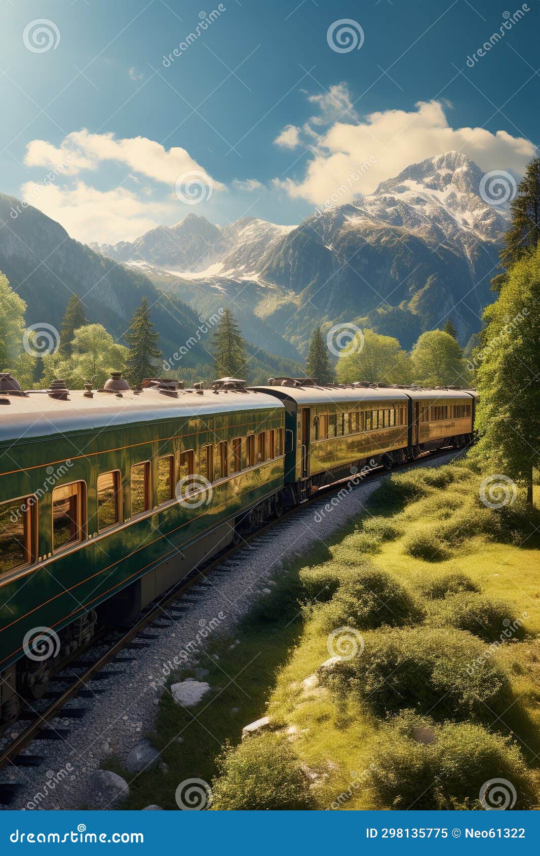 The Orient Express Train Moving at Speed with Mountains Generative AI ...