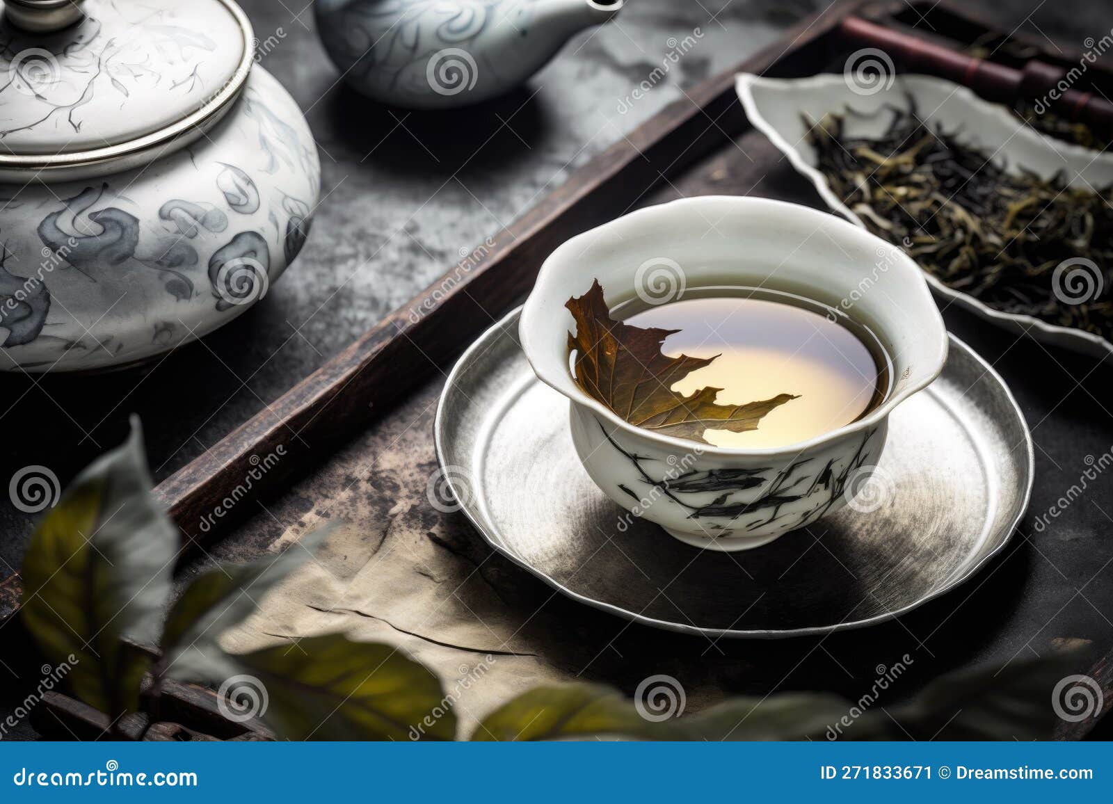 Oriental Aroma from the Chinese Tea. Over a Natural Setting Stock ...