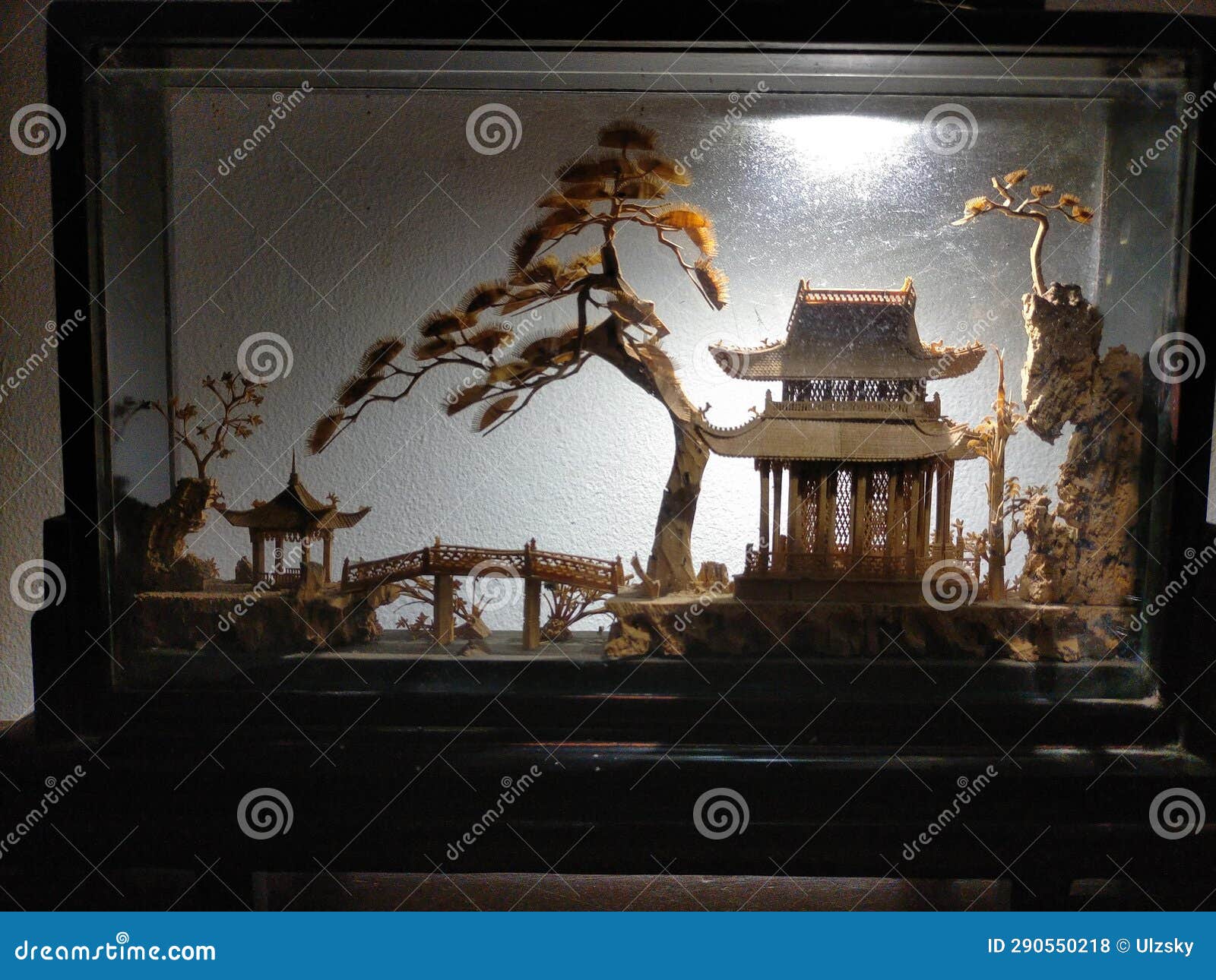 Oriental Bridge Asian Trees Wood Handcraft Stock Photo - Image of asian ...