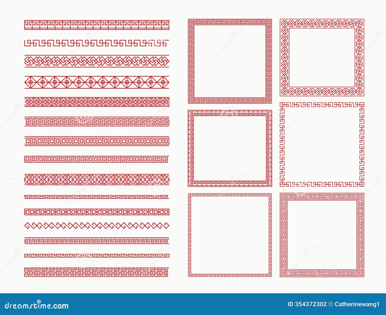 Oriental Chinese New Year Greeting Card With Frame Bordor Asian Art ...