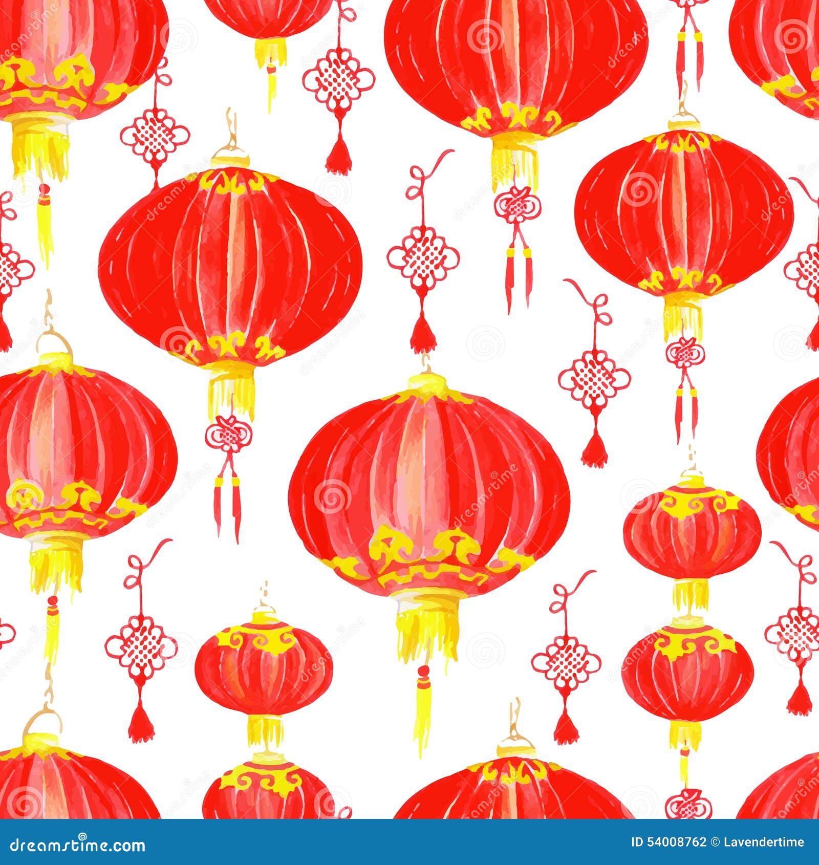 Oriental Chinese Lantern Seamless Vector Pattern Stock Vector ...