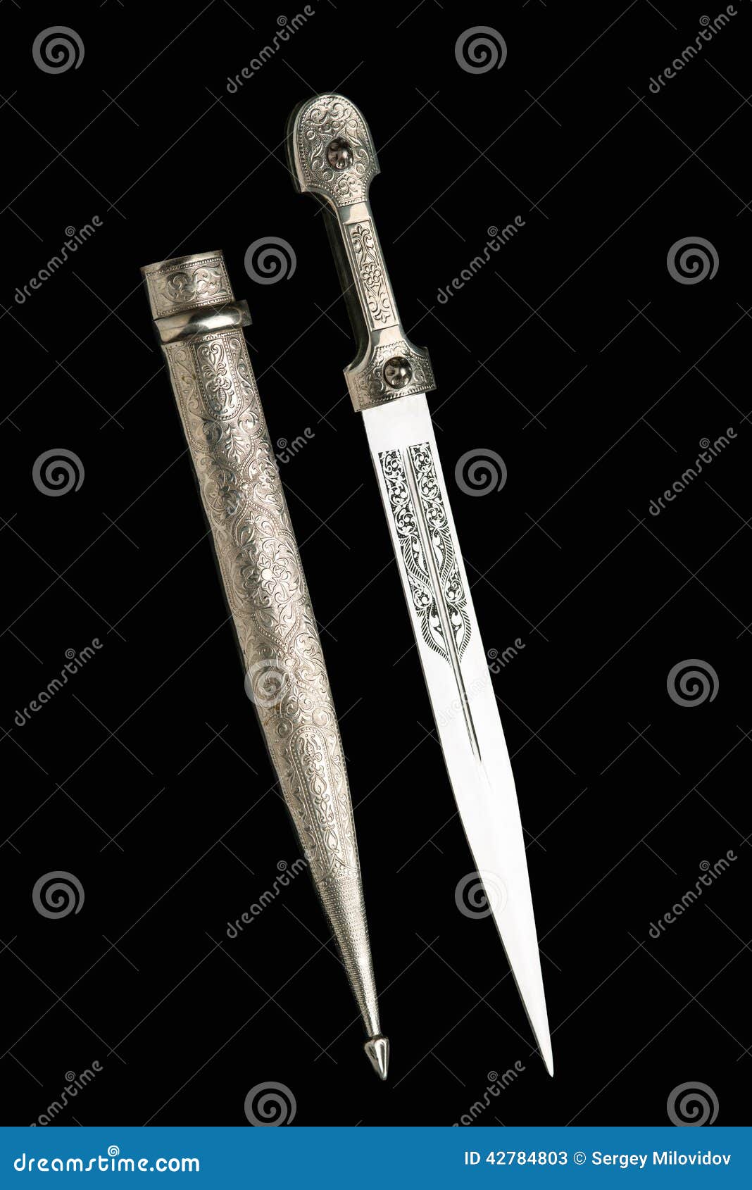 Oriental Dagger on a Black Background Stock Image - Image of cross ...