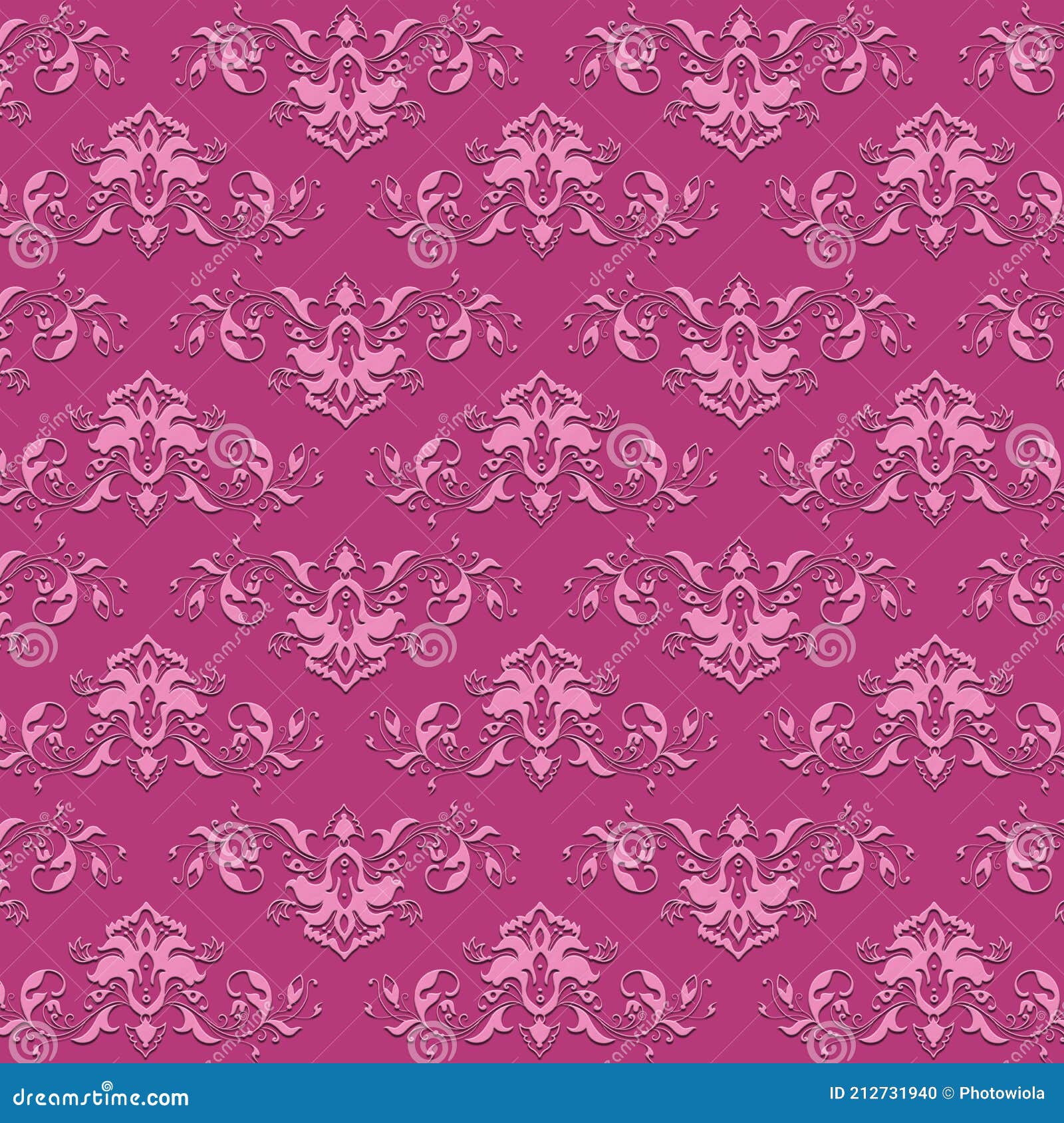 Oriental Damask Pattern in a Shade of Pink. Stock Vector - Illustration ...