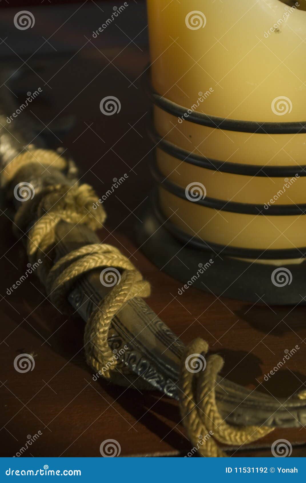 Oriental Decorative Artifacts - Dagger and Candle Stock Photo - Image ...