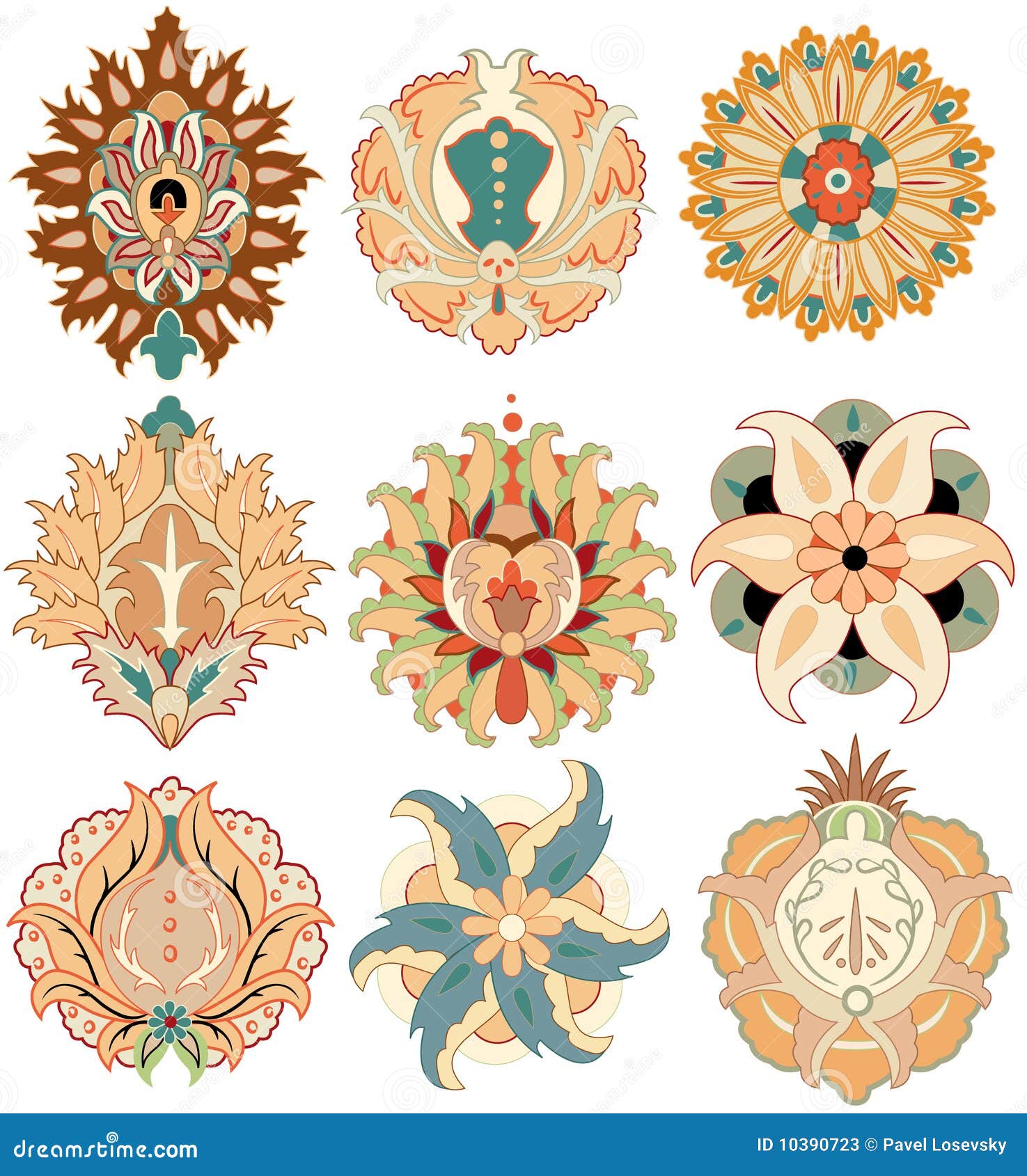 Oriental Elements Rosace Vector Stock Vector - Illustration of plant ...