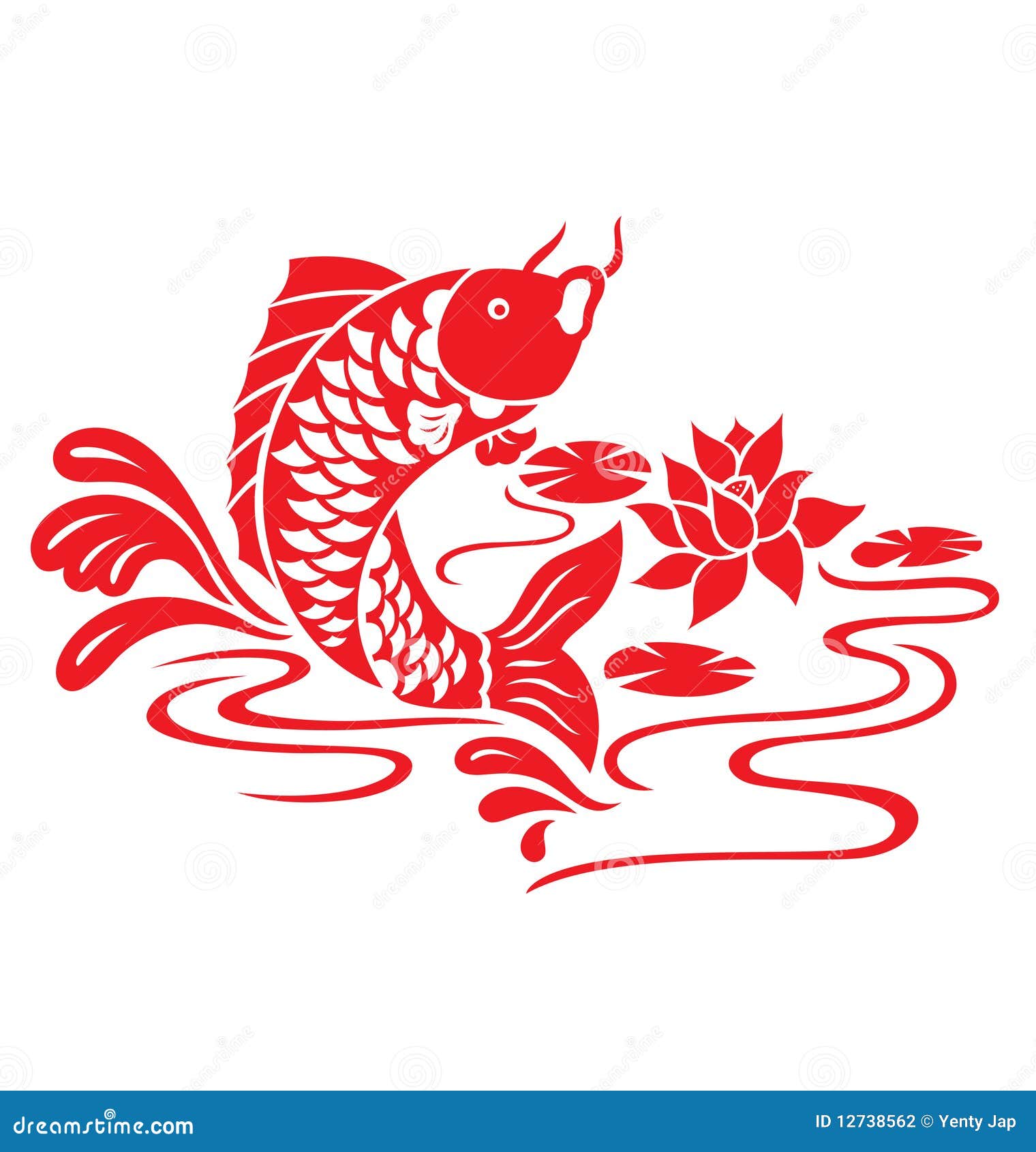 Oriental Fish Swimming stock vector. Illustration of chinese - 12738562