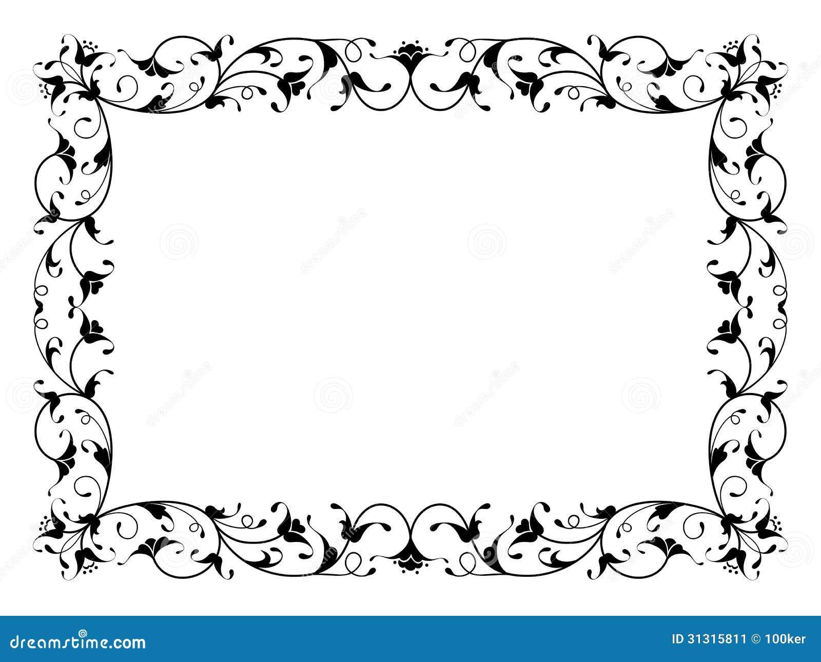 Oriental Floral Ornamental Decorative Black Frame Stock Vector ...