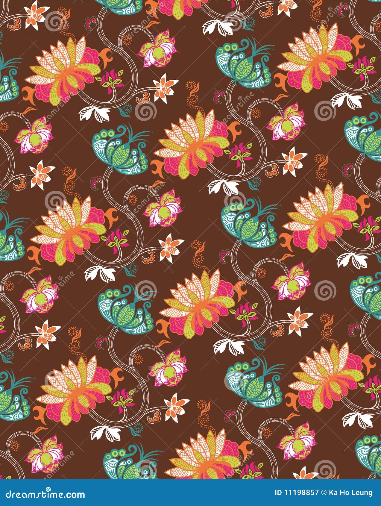 Oriental Floral Pattern stock vector. Illustration of background - 11198857