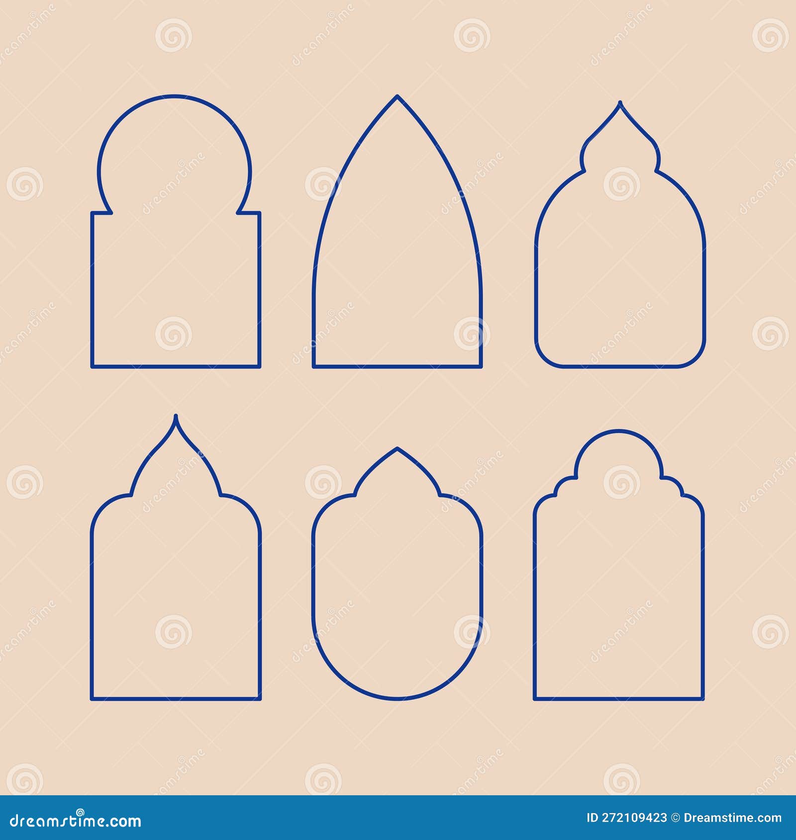 Oriental Frames Outline Set. Islamic Inspiration. Vector Illustration ...