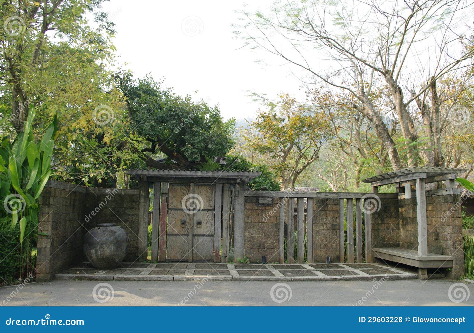 Oriental Gate, Old Wood Gate Stock Photo - Image of entrance, door ...