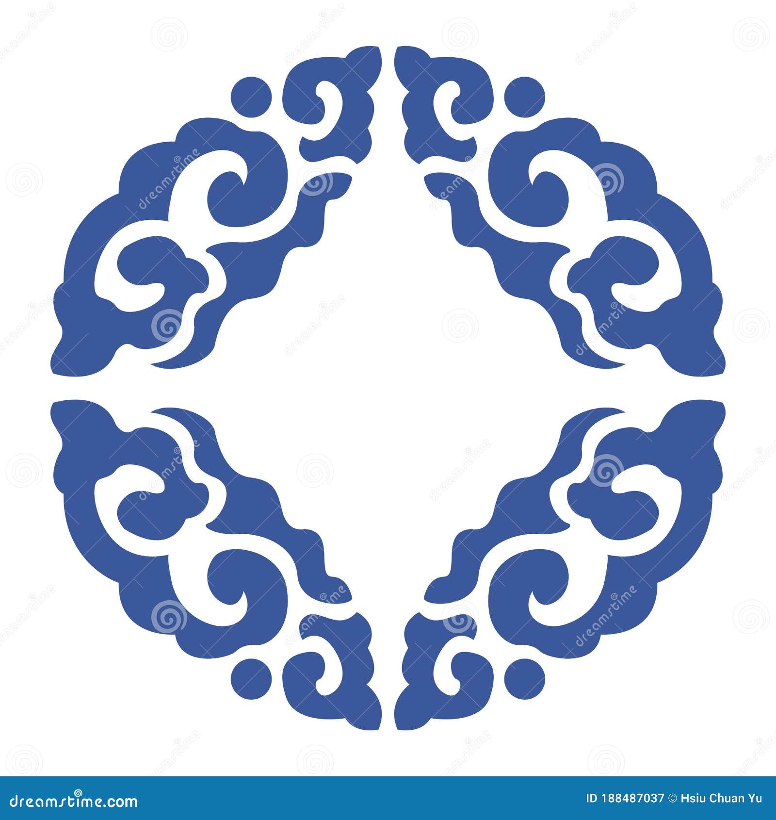 Oriental Isolated Pattern Object Spiral Curve Round Cross Stock Vector ...