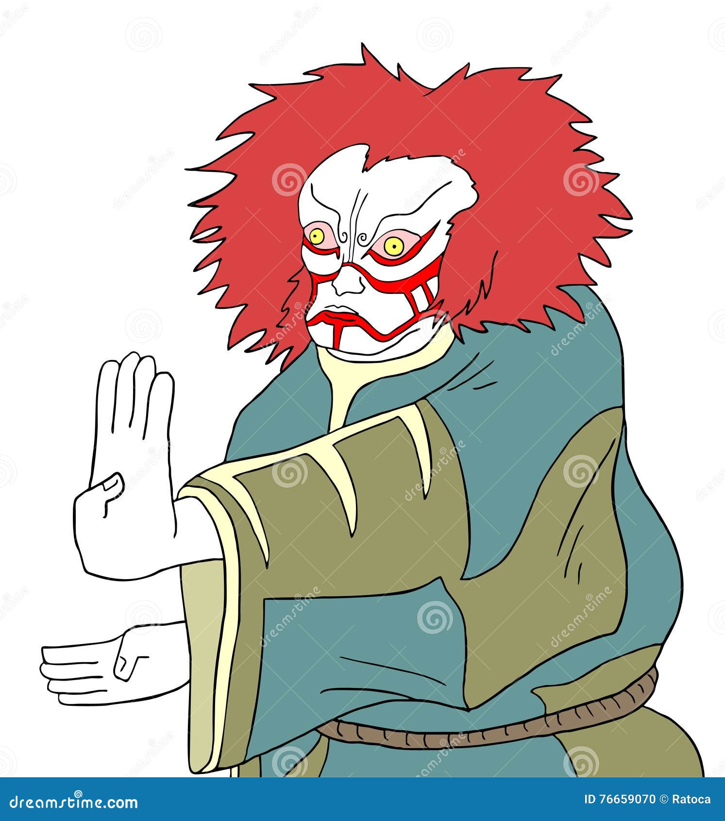 Oriental kabuki mask stock vector. Illustration of warrior - 76659070