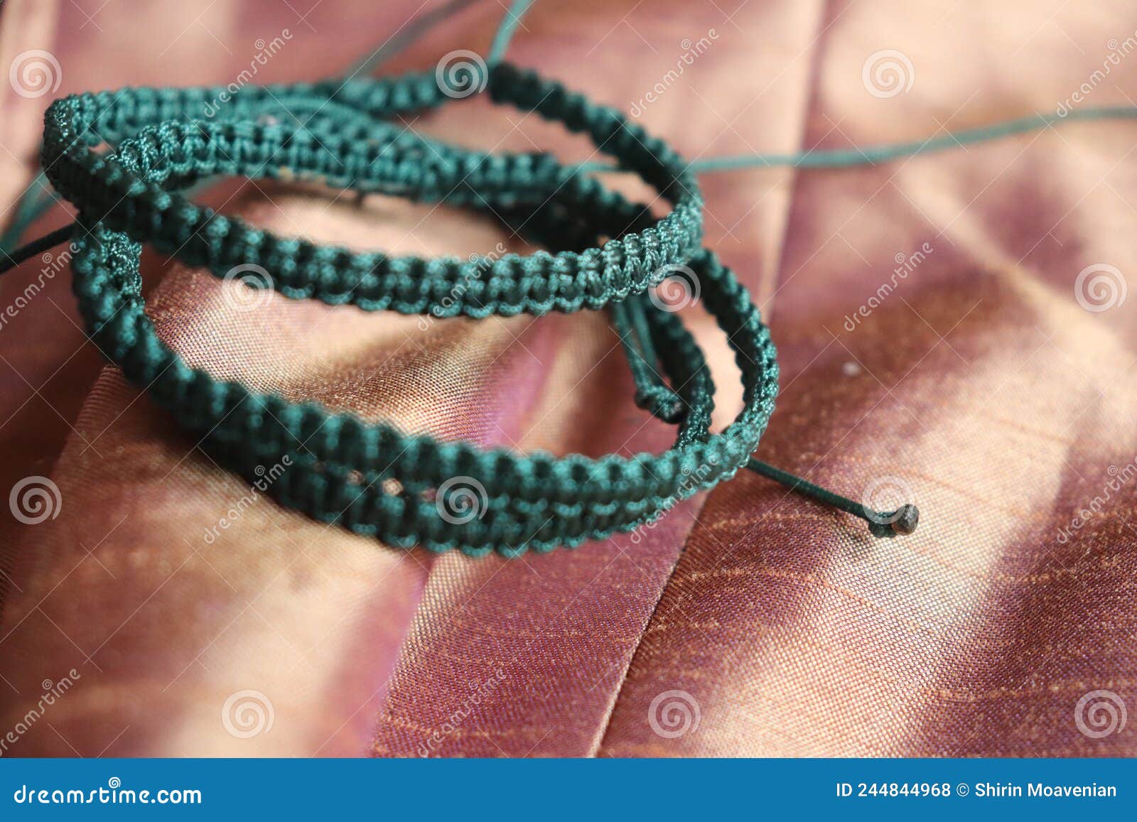 Oriental Macrame Goa Bracelet Stock Photo - Image of green, violet ...
