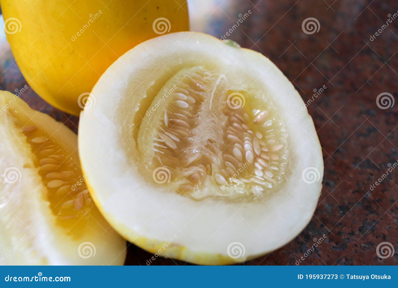 Oriental Melons on the Marble Plate Stock Image - Image of nutrition ...